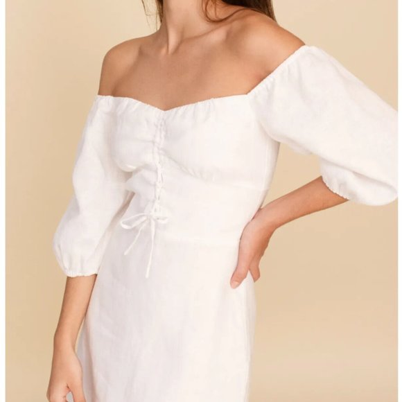 Reformation | Dresses | Reformation White Linen Mini Dress | Poshmark